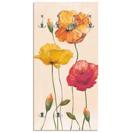 Garderobenleiste Artland "Bunte Mohnblumen" Garderobenhalter Gr. B/H/T: 60 cm x 120 cm x 2,8 cm, beige (naturfarben) Haken