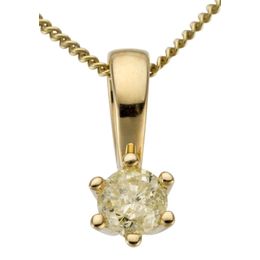 Ketten-Anhänger Firetti "Schmuck Geschenk Gold 750 Halsschmuck Anhänger Halskette Solitär" Schmuckanhänger Gr. 0,2 ct LR = lupenrein, Gelbgold 750-Diamanten, 0,7 g, gelb (gelbgoldfarben, g1=getönt, 1) Damen Anhänger mit Brillant in Krappenfassung