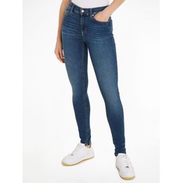 Skinny-fit-Jeans Tommy Jeans "NORA MD SKN BH1238" Gr. 32, Länge 32, blau (denim medium1) Damen Jeans Röhrenjeans