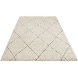 Hochflor-Teppich LEONIQUE "Belle" Teppiche Gr. B/L: 120 cm x 170 cm, 35 mm, 1 St., beige (creme, grau) Esszimmerteppiche