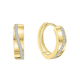 Paar Creolen Firetti "Schmuck Geschenk Gold 375 Ohrschmuck Creole" Ohrringe Gr. Gelbgold 375, goldfarben (gelbgoldfarben, kristallweiß, kristallweiß) Damen Creolen