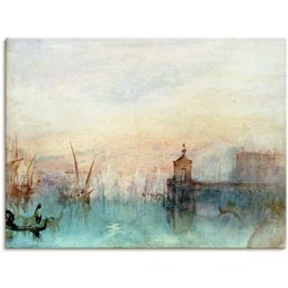 Wandbild Artland "Venedig mit erster Mondsichel." Bilder Gr. B/H: 80 cm x 60 cm, Leinwandbild Gewässer, 1 St., beige (naturfarben) Kunstdrucke