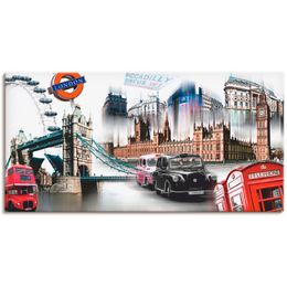 Wandbild Artland "London Skyline Collage IV" Bilder Gr. B/H: 100 cm x 50 cm, Leinwandbild Großbritannien, 1 St., bunt Kunstdrucke