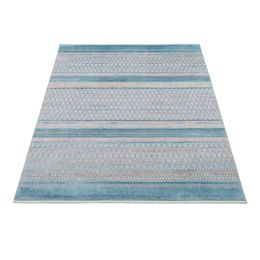 Teppich OCI DIE TEPPICHMARKE "FARBEN MASTER" Teppiche Gr. B/L: 140 cm x 190 cm, 8 mm, 1 St., blau (türkis, grau) Esszimmerteppiche