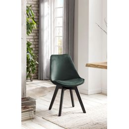 Esszimmerstuhl Salesfever Stühle Gr. B/H/T: 49 cm x 84 cm x 56,5 cm, 2 St., Samtvelours, Metall, grün (grün, schwarz) Küchenstühle
