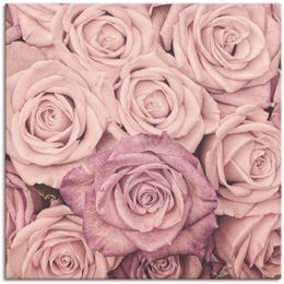 Wandbild Artland "Rosen" Bilder Gr. B/H: 100 cm x 100 cm, Leinwandbild Blumen, 1 St., pink Kunstdrucke