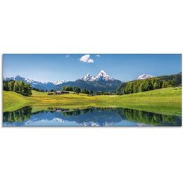 Glasbild Artland "Landschaft in den Alpen" Bilder Gr. B/H: 125 cm x 50 cm, Berge, 1 St., blau Glasbilder