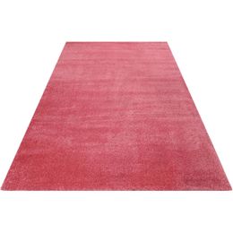 Teppich Esprit "California" Teppiche Gr. B/L: 80 cm x 150 cm, 18 mm, 1 St., rot (hibiskusrot) Esszimmerteppiche sehr weicher dichter Flor, Wohnzimmer, Schlafzimmer, Esszimmer, uni