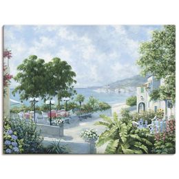 Wandbild Artland "Ozeansicht" Bilder Gr. B/H: 120 cm x 90 cm, Leinwandbild Garten Querformat, 1 St., blau Kunstdrucke