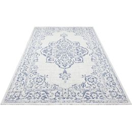 Teppich NORTHRUGS "Tilos" Teppiche Gr. B/L: 200 cm x 290 cm, 8 mm, 1 St., beige (creme, blau) Esszimmerteppiche