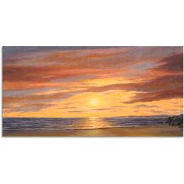 Wandbild Artland "Sonne am Strand" Bilder Gr. B/H: 150 cm x 75 cm, Alu-Dibond-Druck Strand, 1 St., braun Kunstdrucke
