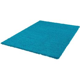 Hochflor-Teppich Sanat "LOCA" Teppiche Gr. B/L: 200 cm x 290 cm, 30 mm, 1 St., blau (aquablau) Esszimmerteppiche
