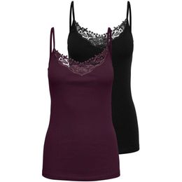 Only Spitzentop ONLKIRA LACE SINGLET 2PACK NOOS (2er-Pack), rot