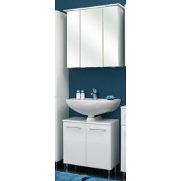 Saphir Badmöbel-Set Quickset 376 2-teilig, Waschbeckenunterschrank und LED-Spiegelschrank, (Set), in Weiß Hochglanz, inkl. Türdämpfer, ohne Waschbecken, 5 Türen, weiß