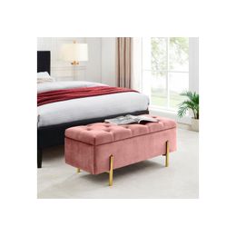 LEONIQUE Bettbank Aubrey, Sitzfläche gesteppt, mit Strauraum, rosa