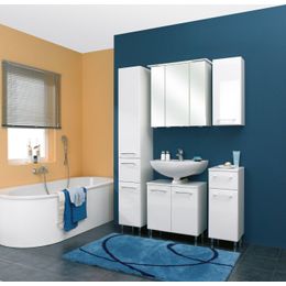 Saphir Badmöbel-Set Quickset 376 5-teilig, Waschbeckenunterschrank und LED-Spiegelschrank, (Set, 5-St), in Weiß Hochglanz, inkl. Türdämpfer, ohne Waschbecken, 9 Türen, weiß