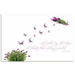 Artland Küchenrückwand Lila Schmetterlinge an Lavendel, (1-tlg), Alu Spritzschutz mit Klebeband, einfache Montage, weiß