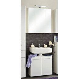 Saphir Badmöbel-Set Quickset 2-teilig, Waschbeckenunterschrank und LED-Spiegelschrank, (Set), ohne Waschbecken, inkl. Türdämpfer, 5 Türen, 6 Einlegeböden, weiß