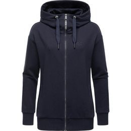 Ragwear Kapuzensweatjacke Yodis Zip weicher Damen Zip-Hoodie mit Kapuze, blau