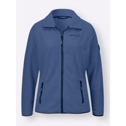 WITT Damen Fleecejacke mit Stickerei, jeansblau, Gr&ouml;&szlig;e 40