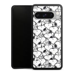 DeinDesign Google Pixel 8 Pro Handy Premium Silikon H&uuml;lle Handyh&uuml;lle schwarz Case Peanuts Snoopy Muster Silikon Premium Case