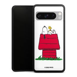 DeinDesign Google Pixel 8 Pro Handy Premium Silikon H&uuml;lle Handyh&uuml;lle schwarz Case Snoopy Peanuts Official Licensed Product Silikon Premium Case