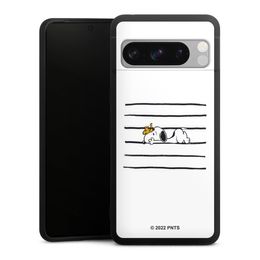 DeinDesign Google Pixel 8 Pro Handy Premium Silikon H&uuml;lle Handyh&uuml;lle schwarz Case Snoopy Dog Peanuts Silikon Premium Case