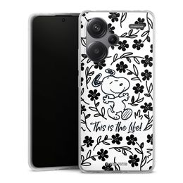 DeinDesign Xiaomi Redmi Note 13 Pro Plus Handy Silikon H&uuml;lle Case transparent Handyh&uuml;lle Peanuts Flowers Snoopy Silikon Case