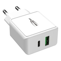 Ansmann AG USB Ladegerät 20 W mit Power Delivery & Quick Charge 3.0 weiß USB-Ladegerät