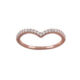BUNGSA Fingerring Ring mit 21 gefassten Kristallen Rosegold aus 925 Silber Damen (Ring