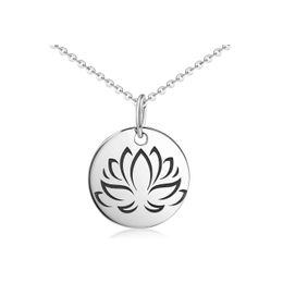 Materia Kettenanhänger Damen Silber Lotus Blume Blüte floral rund KA-3