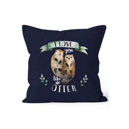 MoonWorks Dekokissen Kissenbezug Otter Pärchen I love you like no otter Geschenk Liebe Freundin Freundin 40x40 Baumwolle Kissenhülle Dekokissen MoonWorks®