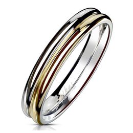 BUNGSA Fingerring Ring doppelreihig zweifarbig gold/silber aus Edelstahl Unisex (Ring