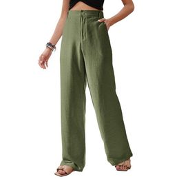 ZWY 2-in-1-Hose Damen Leinenhose Sommer Weites Bein High Waist Sommerhose Einfarbig