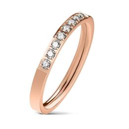 BUNGSA Fingerring Ring schmal 8 Kristalle aus Edelstahl Damen (Ring