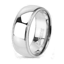 BUNGSA Fingerring Ring mit Kristall Aussenringen Silber aus Titan Unisex (Ring
