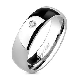 BUNGSA Fingerring Ring schmal mit Kristall Silber aus Edelstahl Damen (Ring