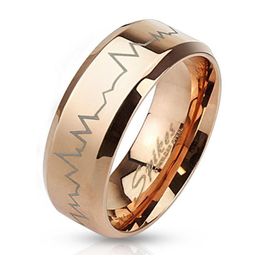 BUNGSA Fingerring Ring Herzschlag Rosegold aus Edelstahl Unisex (Ring