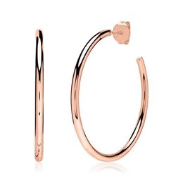 UNIQUE Paar Creolen Creolen Sterlingsilber rosévergoldet, rosa