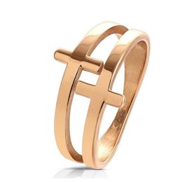 BUNGSA Fingerring Ring Kreuze Rosegold aus Edelstahl Damen (Ring
