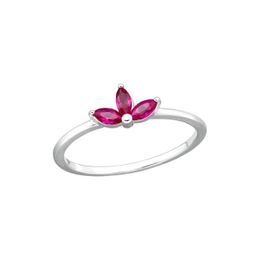 BUNGSA Fingerring Ring Kristallblüte pink aus 925 Silber Damen (Ring