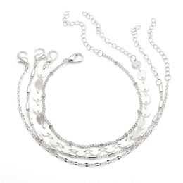 AUKUU Armband Handverziertes Handverziertes unabhängiges 4 teiliges Armband, Set mit Röhrenkette und Spitzenarmband, silberfarben, Silber
