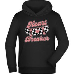 MyDesign24 Hoodie Kinder Kapuzen Sweatshirt - Skater Hoodie "Heart Breaker" Kapuzensweater mit Aufdruck i515, schwarz, 110/116 (S)