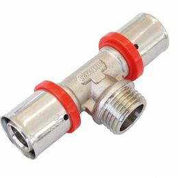 SANIMIX24 Pex Pressfitting T-Stück 20x1/2x20 mit Außengewinde - für Alu Mehrschicht Verbundrohr - Verpressung mit U-Profil