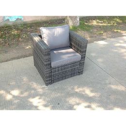 Fimous - Rattan Gartenmöbel -Gartenlounge Sofa mit Kissen Polyrattan Ecksofa Rattansofa Ecksessel für Balkon, Garten, Terrasse(Dunkelgrau Mischen)