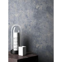 Tapete Blau Vliestapete Leicht Glänzend - Uni Modern Grau Beige Struktur Monochrom Einfarbig Schlicht - Uni3 - Newroom