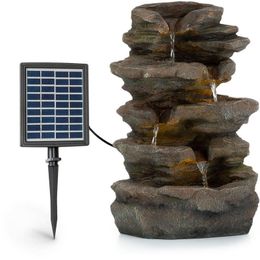 Blumfeldt - Stonehenge Solarbrunnen LED-Beleuchtung Polyresin Lithium-Ionen-Akku - Brauner Stein