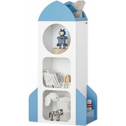 KMB87-W Kinderregal Bücherregal Kinderzimmer Regal Aufbewahrungsregal für Kinder Kinderzimmer Möbel Weiß-Blau bht ca. 61x120x32cm - sobuy