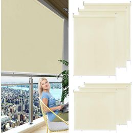 Rollos Außenrollo Senkrechtmarkise Balkonrollo Sichtschutz Rollo Sonnenschutz Verdunklungsrollo uv Schutz (100x140cm, Beige) Hengmei