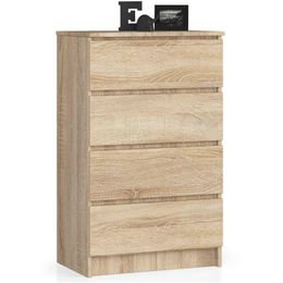 Kommode mit 4 Schubladen Beistellschrank Highboardmodernes Sideboard für Wohnzimmer Esszimmer Schlafzimmer Flur Badezimmer 60x99x40cmSonoma Eiche